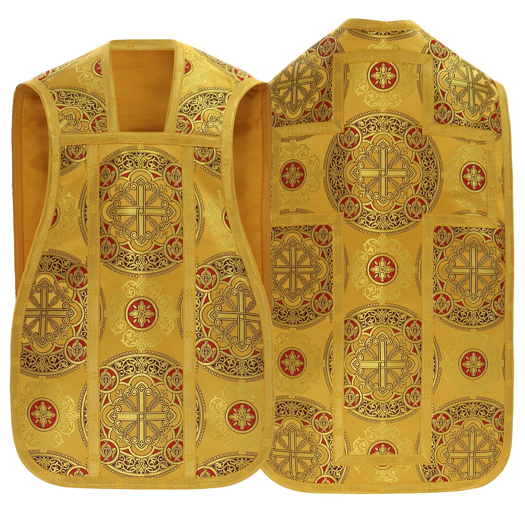 Roman Chasuble With Stole, Maniple, Burse and Chalice Veil Vestment ...