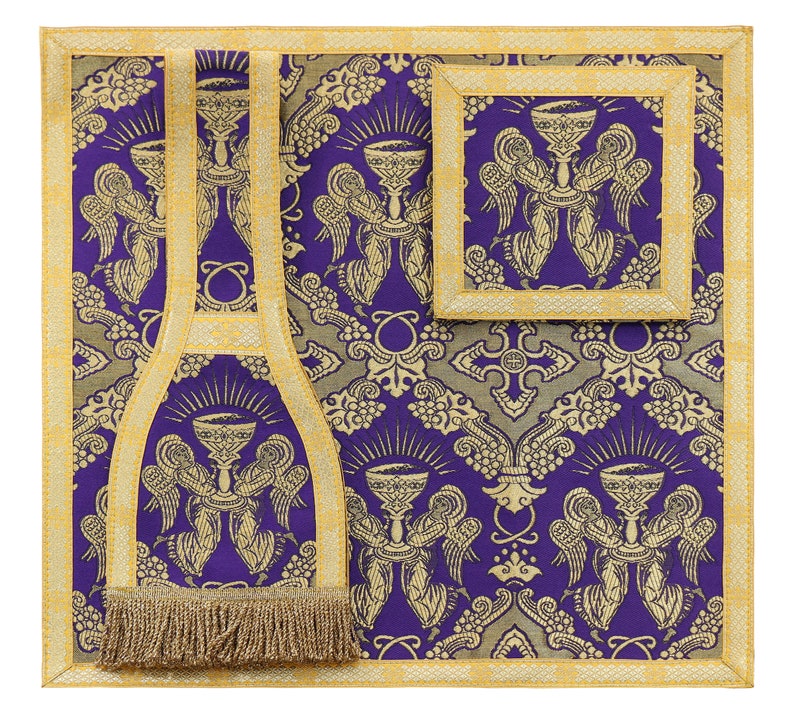 Roman Chasuble With Stole, Maniple, Burse and Chalice Veil Vestment - Etsy