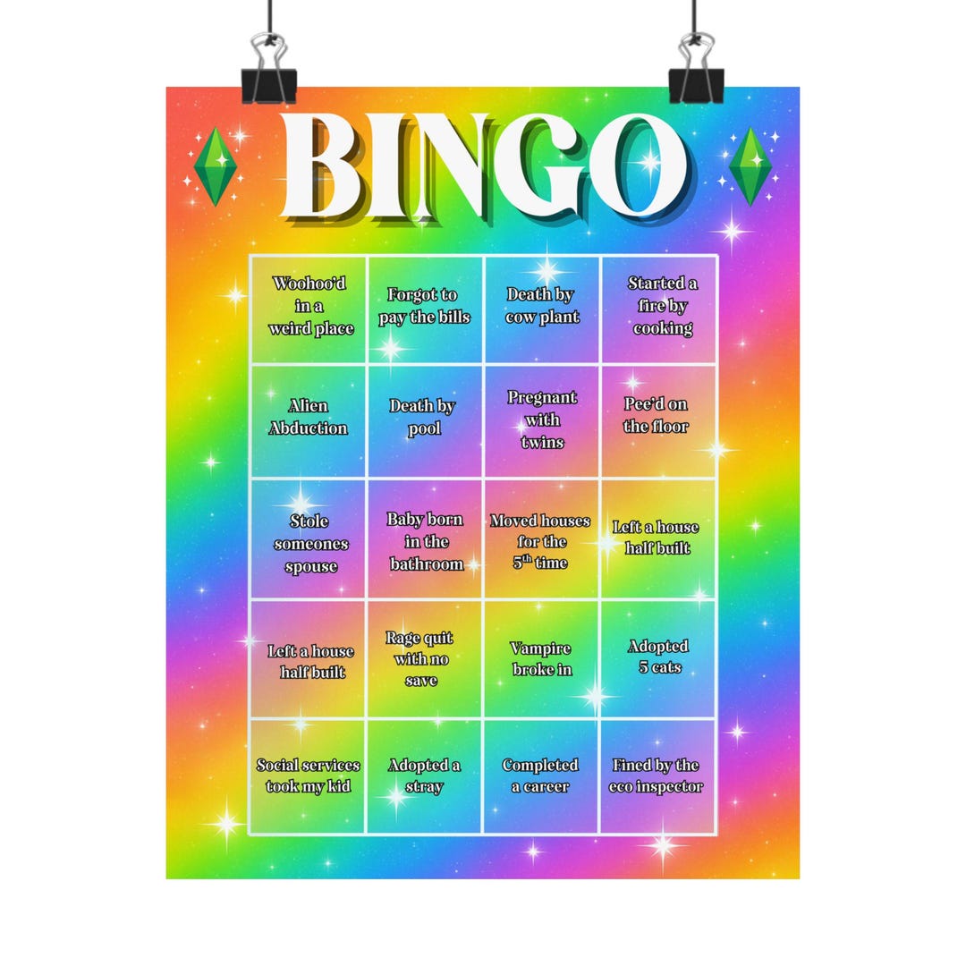 The Sims Bingo Rainbow Poster Matte Vertical Poster - Etsy