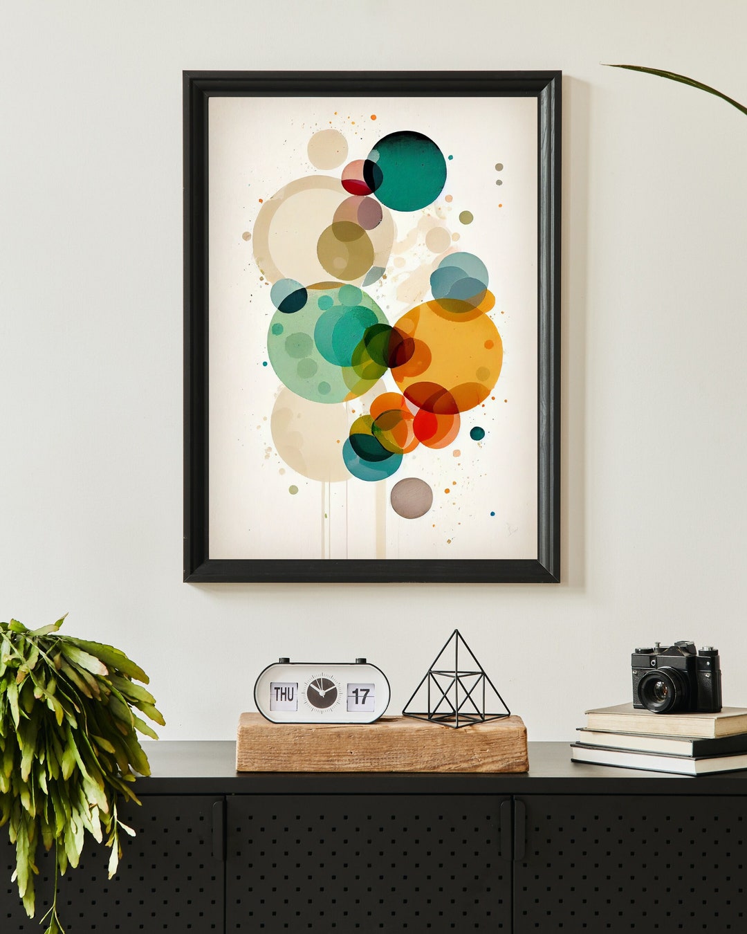Abstract Contemporary Watercolor Circles Digital Print - Vintage ...