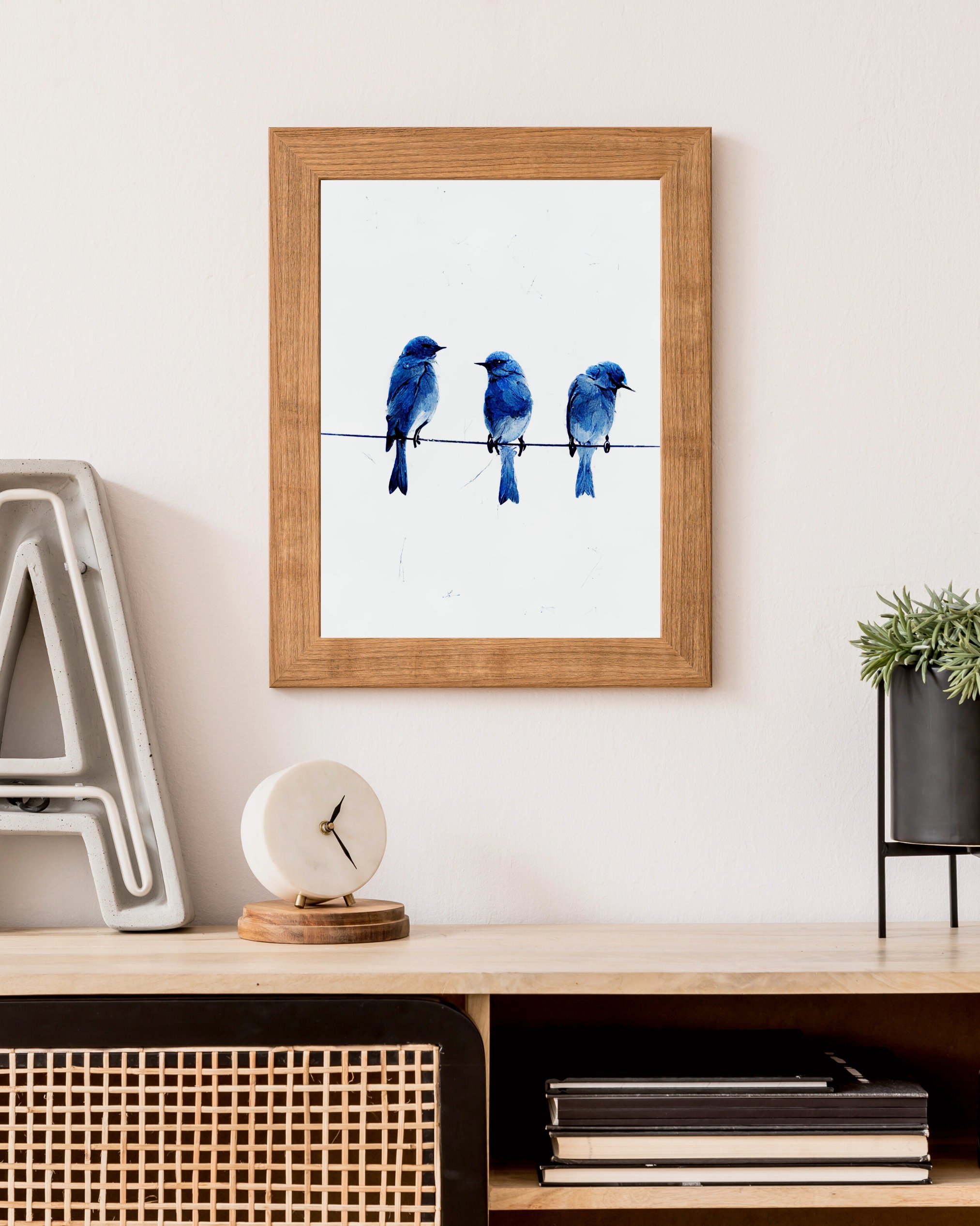 Three Bluebirds on a Wire | 2:3 Aspect Ratio | Instant Download ...