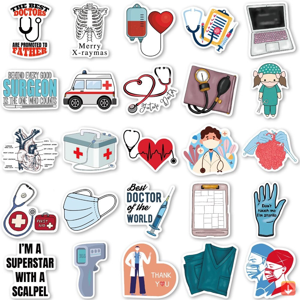 Stickers Doctor Stethoscope Medical Waterproof Vinyl Decal Journal ...