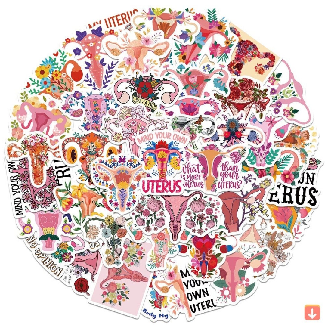 Stickers Uterus Flowers Pro Choice 50pcs Womens Rights Feminist Protest ...