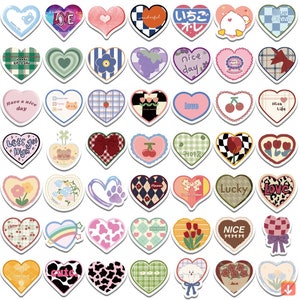 Stickers Cute Cartoon Love Heart 100pcs Kawaii Candy Colors Stickers ...