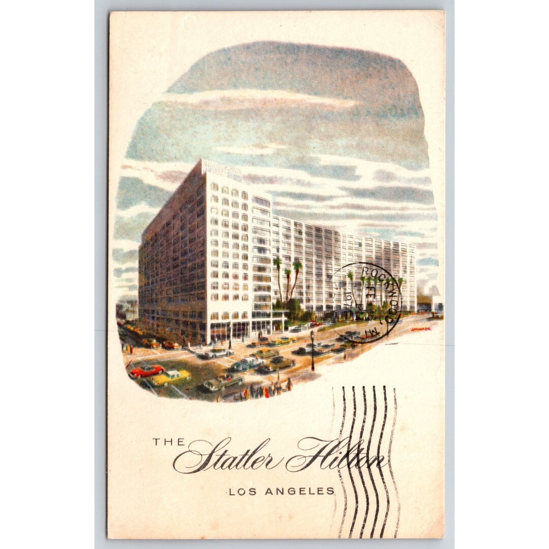Postcard the Statler Hilton Hotel Wilshire Boulevard Los Angeles ...