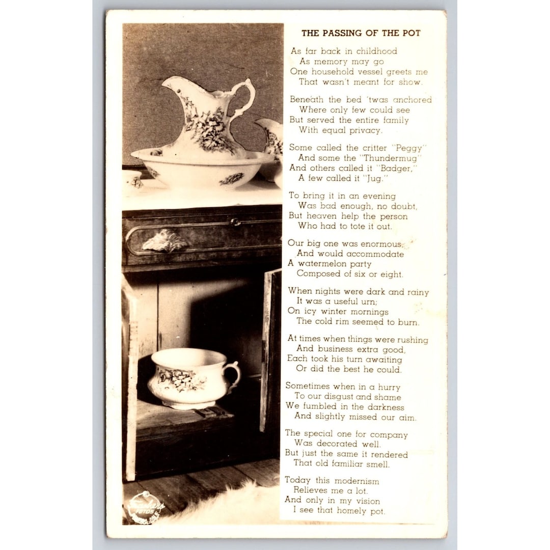Postcard Vintage the Passing of the Pot Poem RPPC 0435 - Etsy