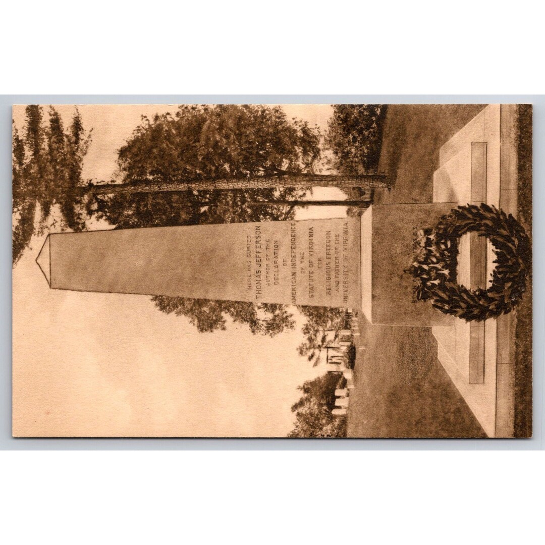 Postcard Thomas Jefferson Tombstone in the Monticello Graveyard 0151 - Etsy