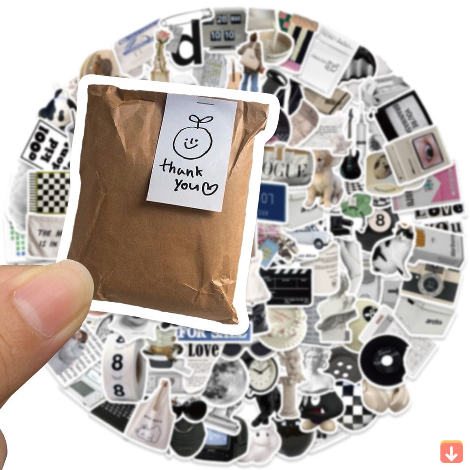 Stickers Black and White Ins Style Stickers DIY Scrapbooking Journal ...