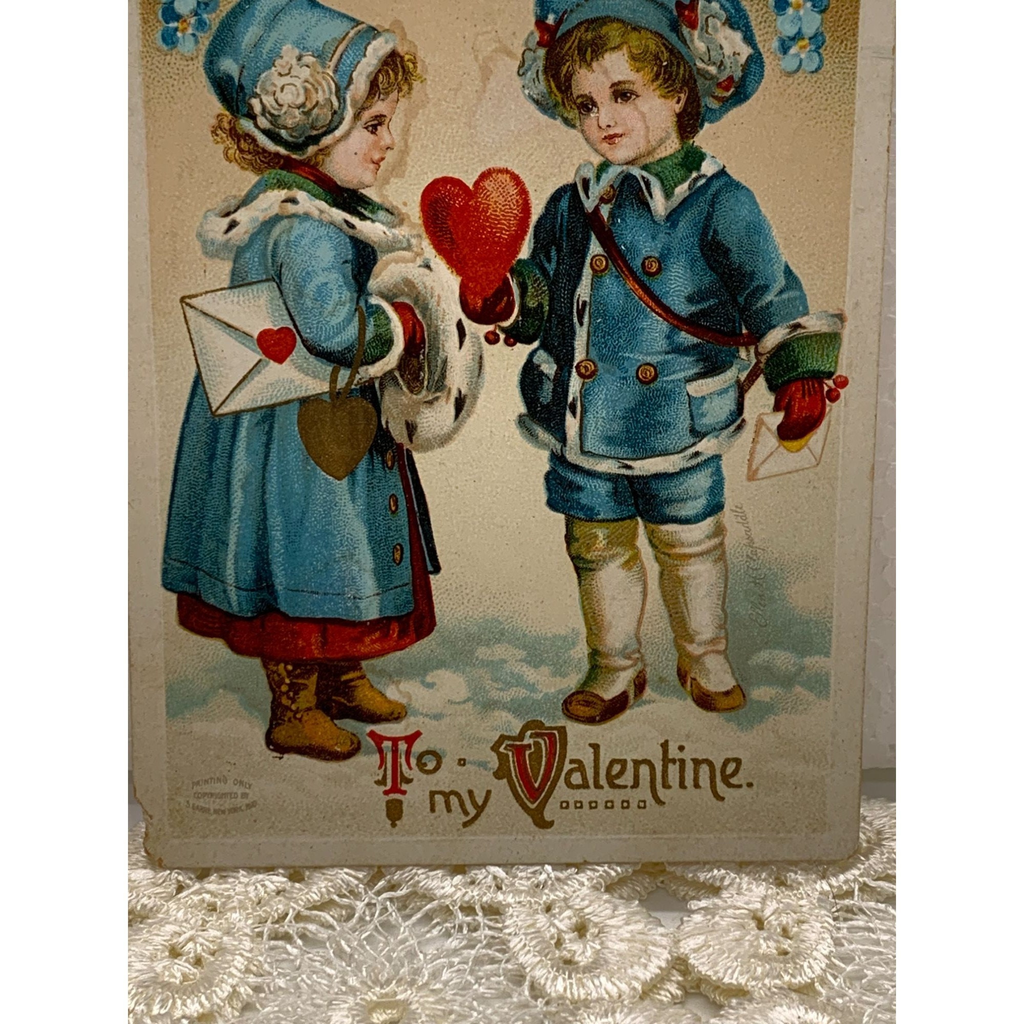 Postcard Antique to My Valentine Embossed - Etsy