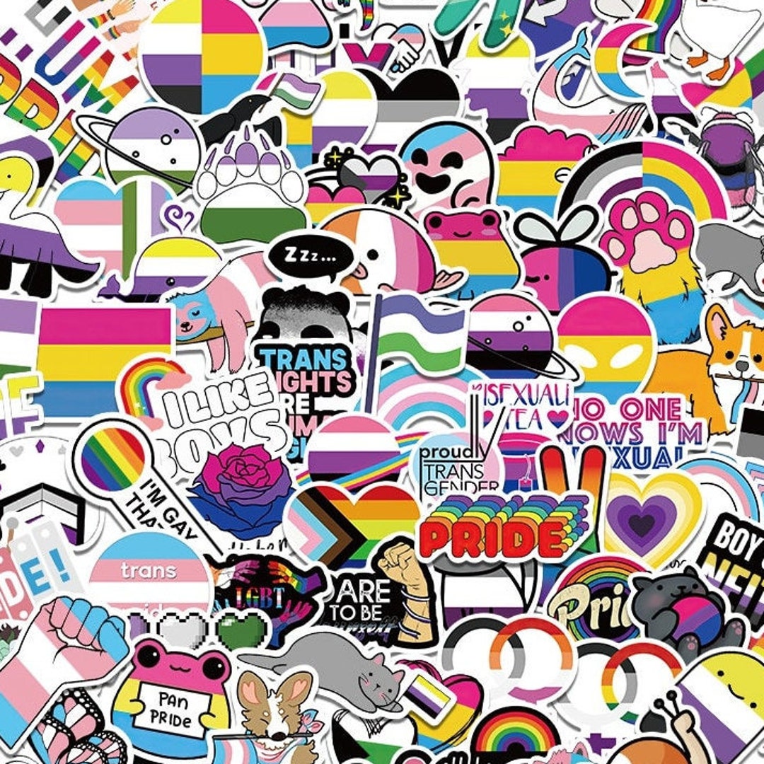 Stickers Gay 50pcs Pride Stickers Rainbow Bisexual Colorful LGBTQ Water ...