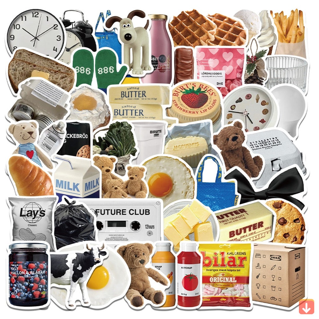 Stickers Style Cartoon Milk Butter Food Decal Stickers DIY Fridge Phone ...