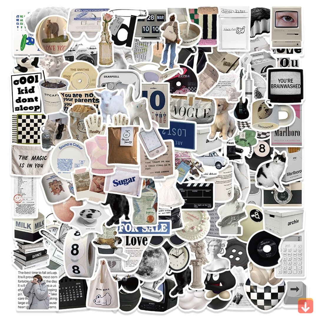 Stickers Black and White Ins Style Stickers DIY Scrapbooking Journal ...