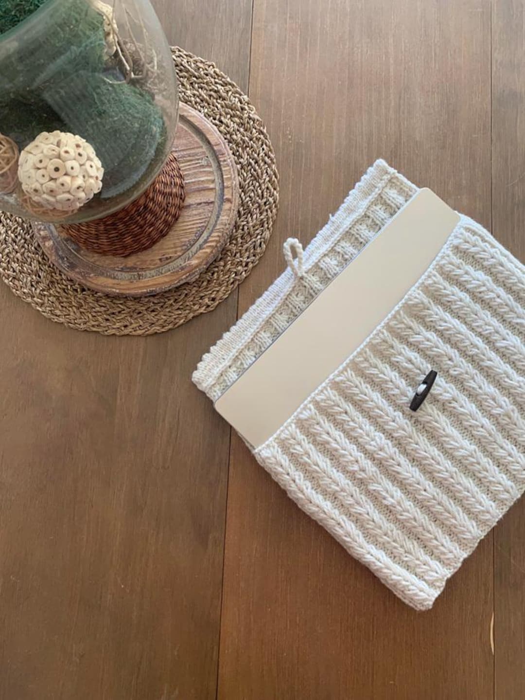 Knitted Laptop Case With Heart Stitch-pdf Pattern, Knitted Case, Laptop ...