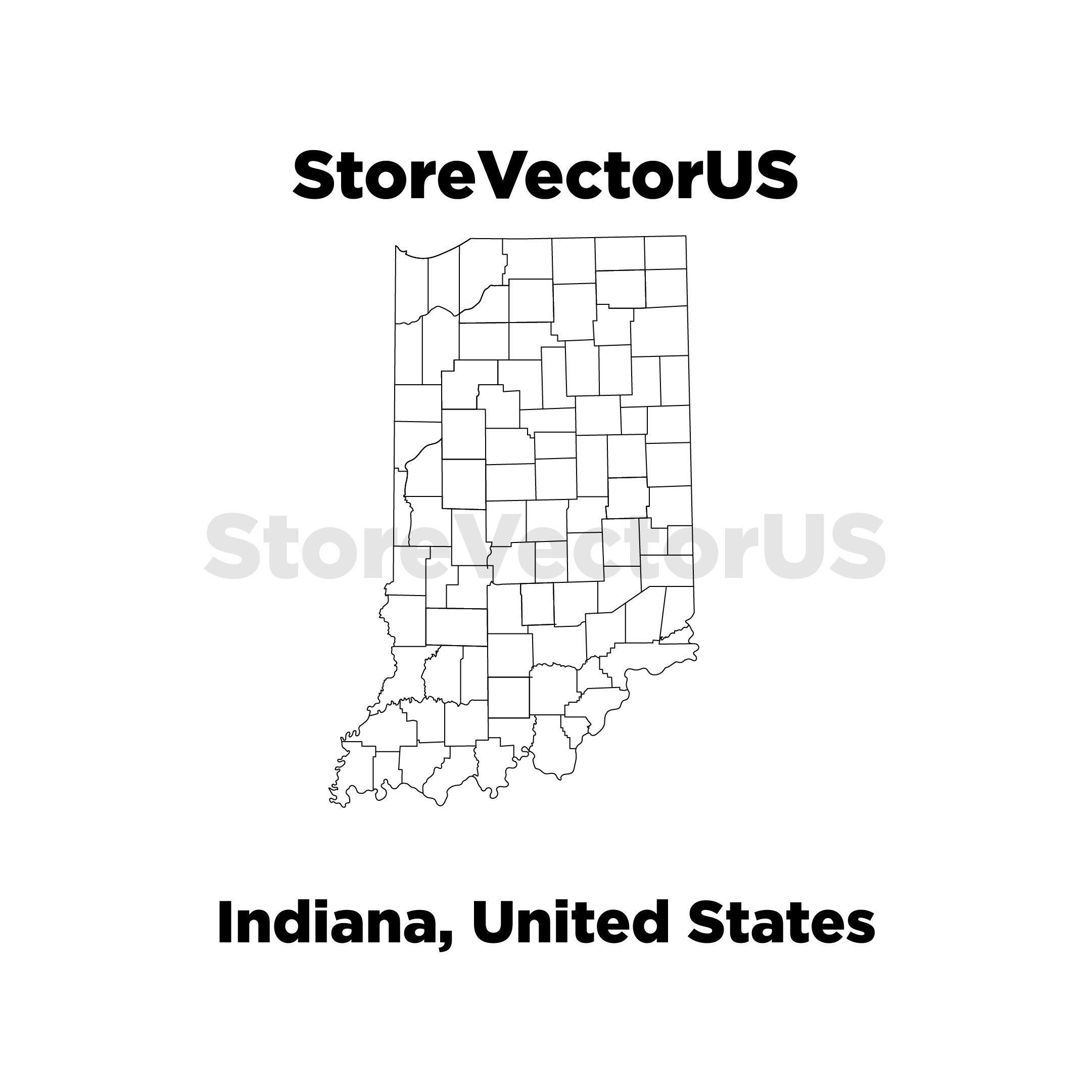 Indiana / Mapa Imprimible del Estado de Indiana / Mapa - Etsy México