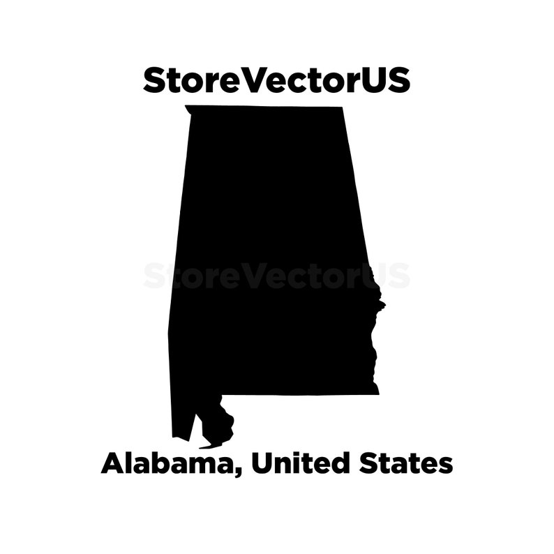 Map of Alabama - United States. Color and Contour Map of States, Solid ...
