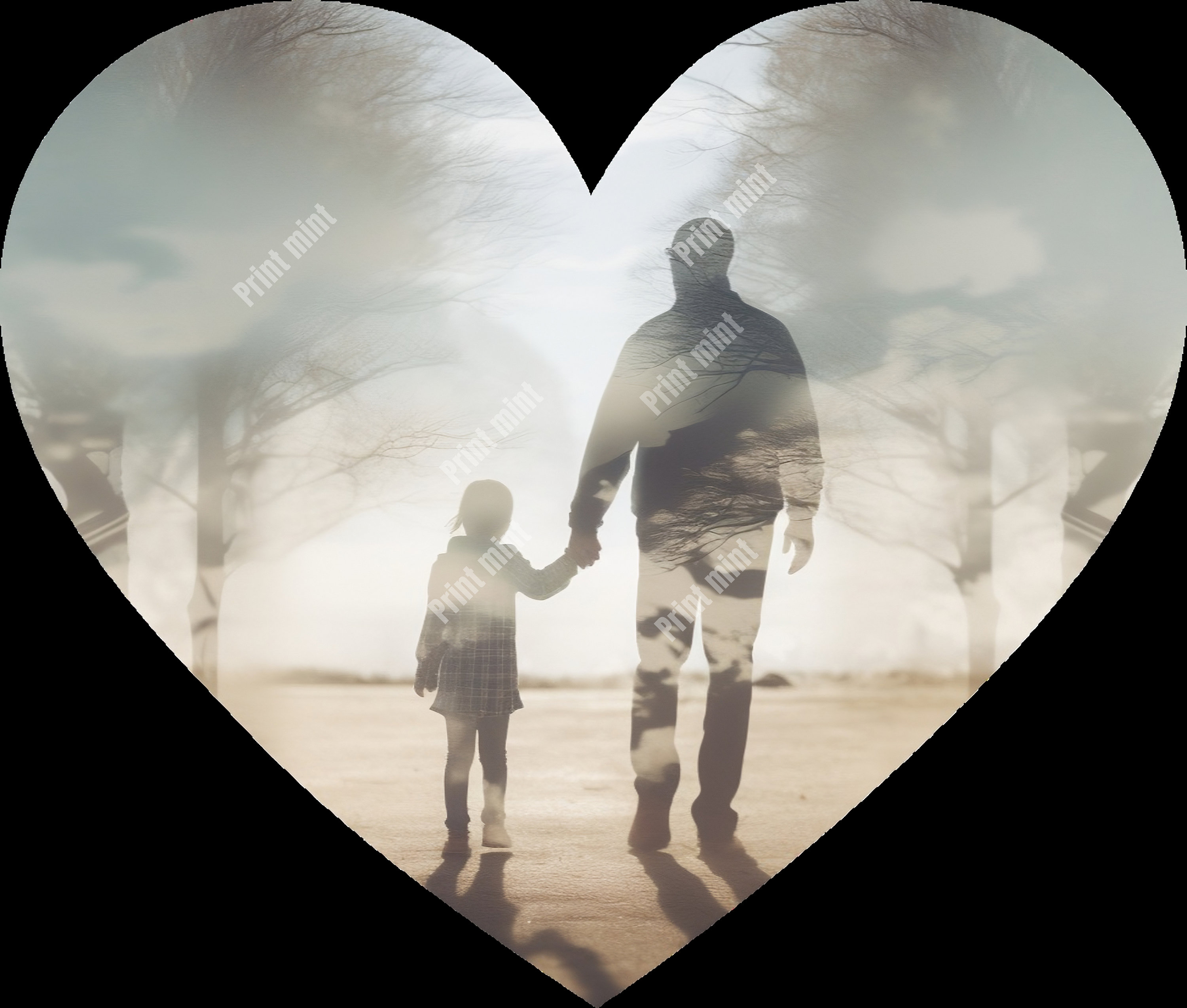 Father Daughter Heart Shaped Digital Image300 Dpi Graphic for T-shirt ...