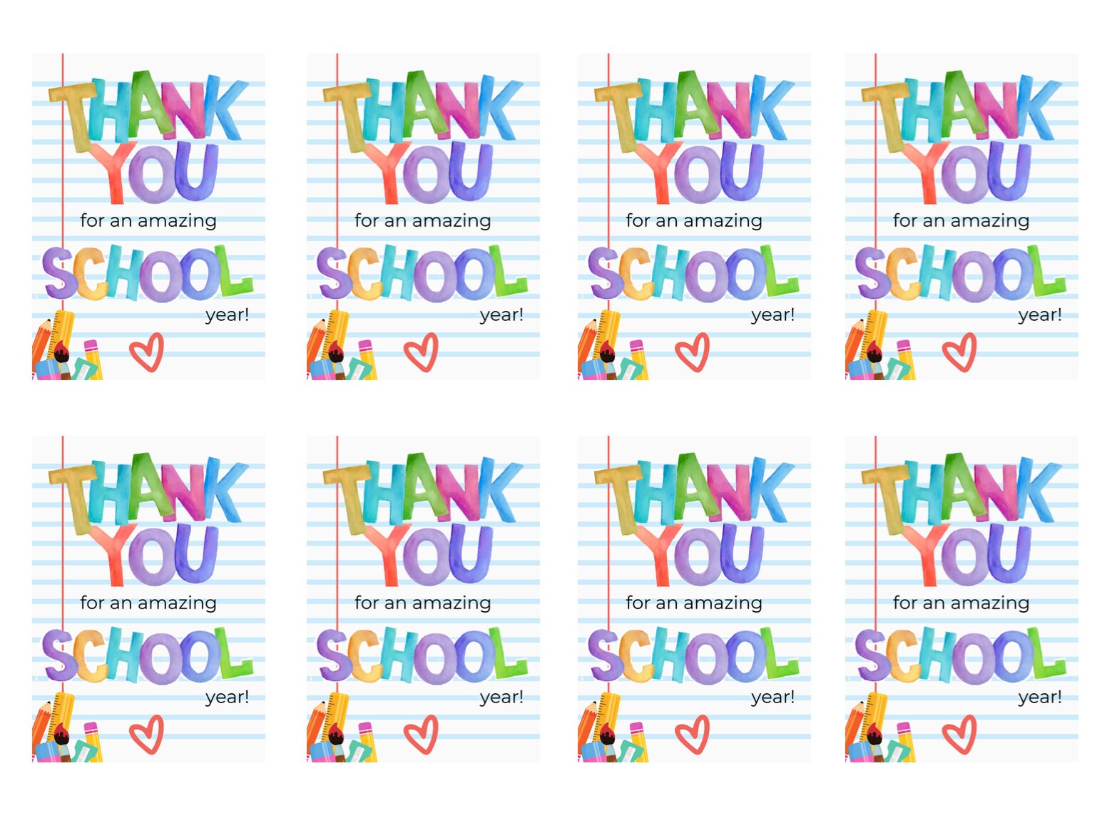 End of Year - Teacher Gift Tag - Etsy