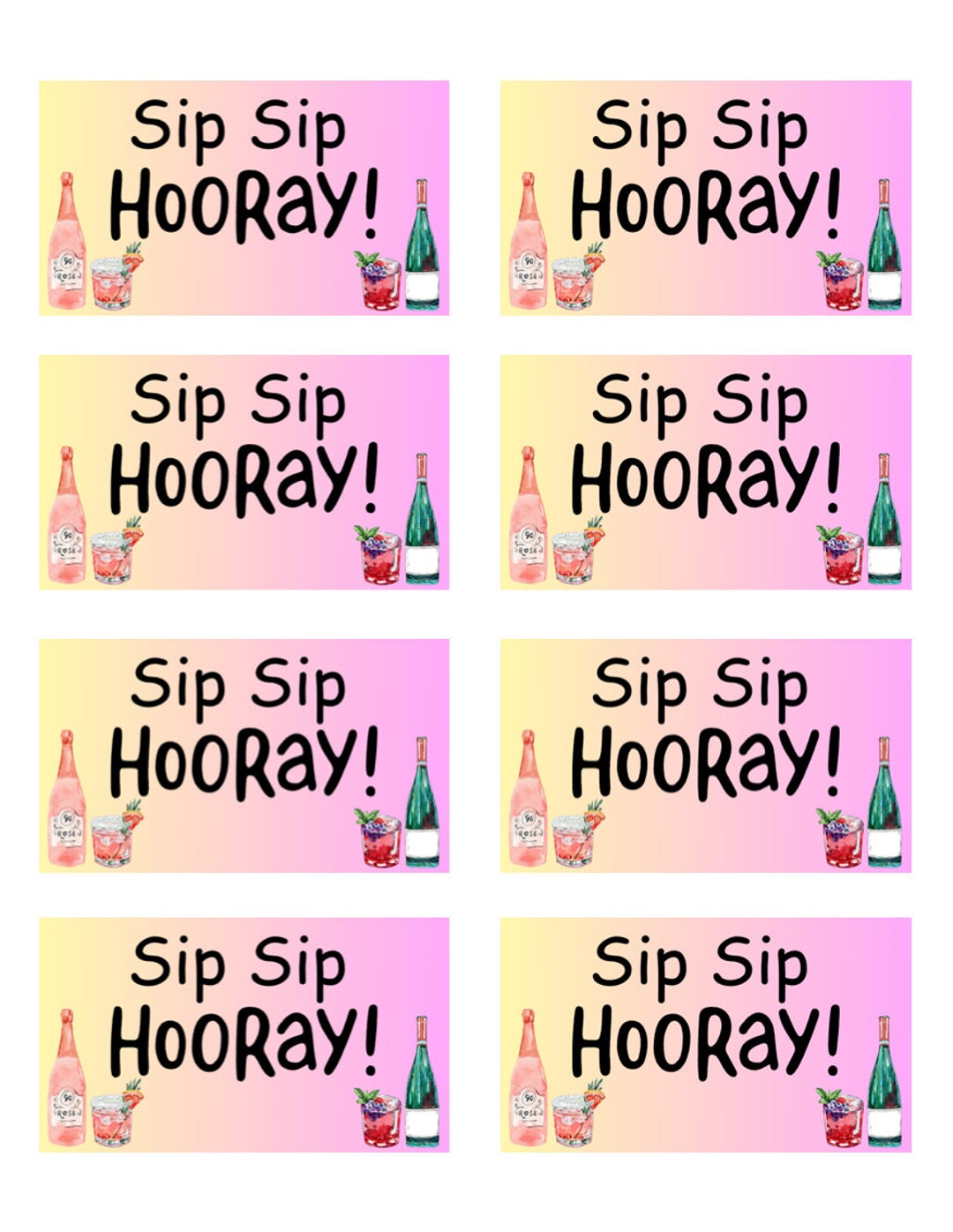 Sip Sip Hooray Gift Tags - Etsy