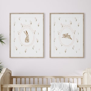 Bunny Nursery Wall Art, Girls Nursery Decor, Woodland Nursery, Sage ...