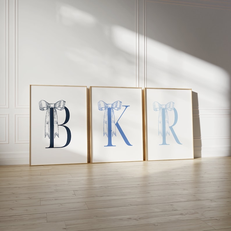Custom Initial Print, Girls Initial Wall Decor, Custom Name Nursery ...