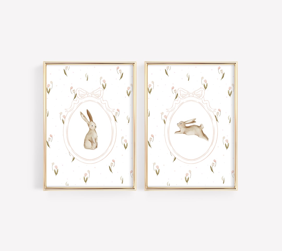 Bunny Nursery Wall Art, Girls Nursery Decor, Woodland Nursery, Sage ...