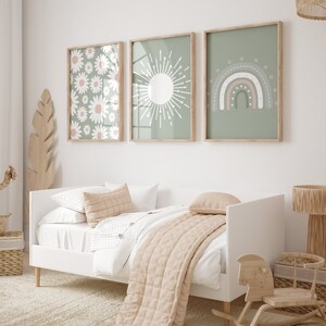 Nursery Wall Decor - Pastel Sage Green Nursery Prints - Boho Prints for ...