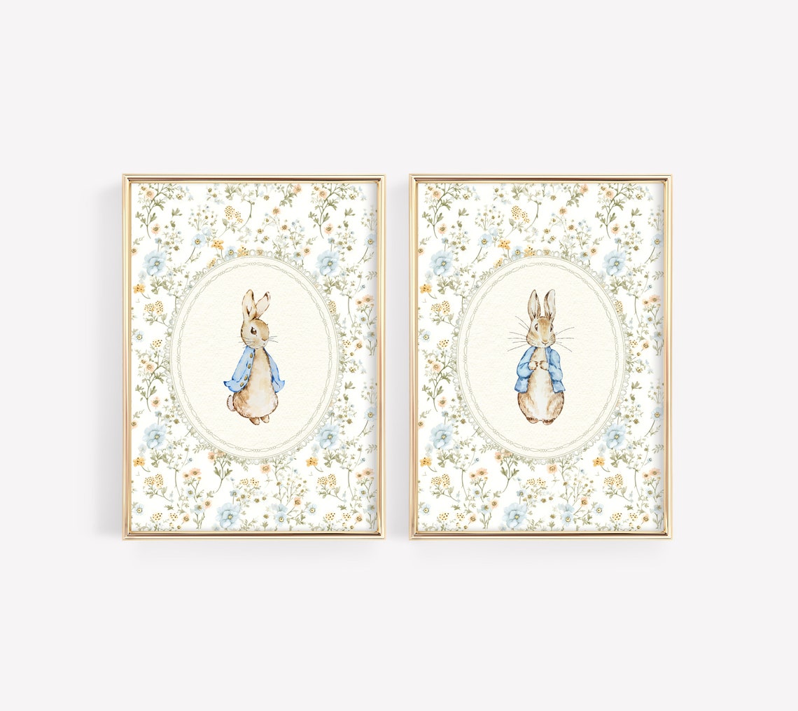 Peter Rabbit Nursery Decor, Vintage Peter Rabbit Print, Gender Neutral ...