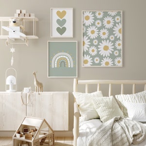 Set of 3 Sage Green Nursery Decor, Boho Print for Baby's Room, Kids ...
