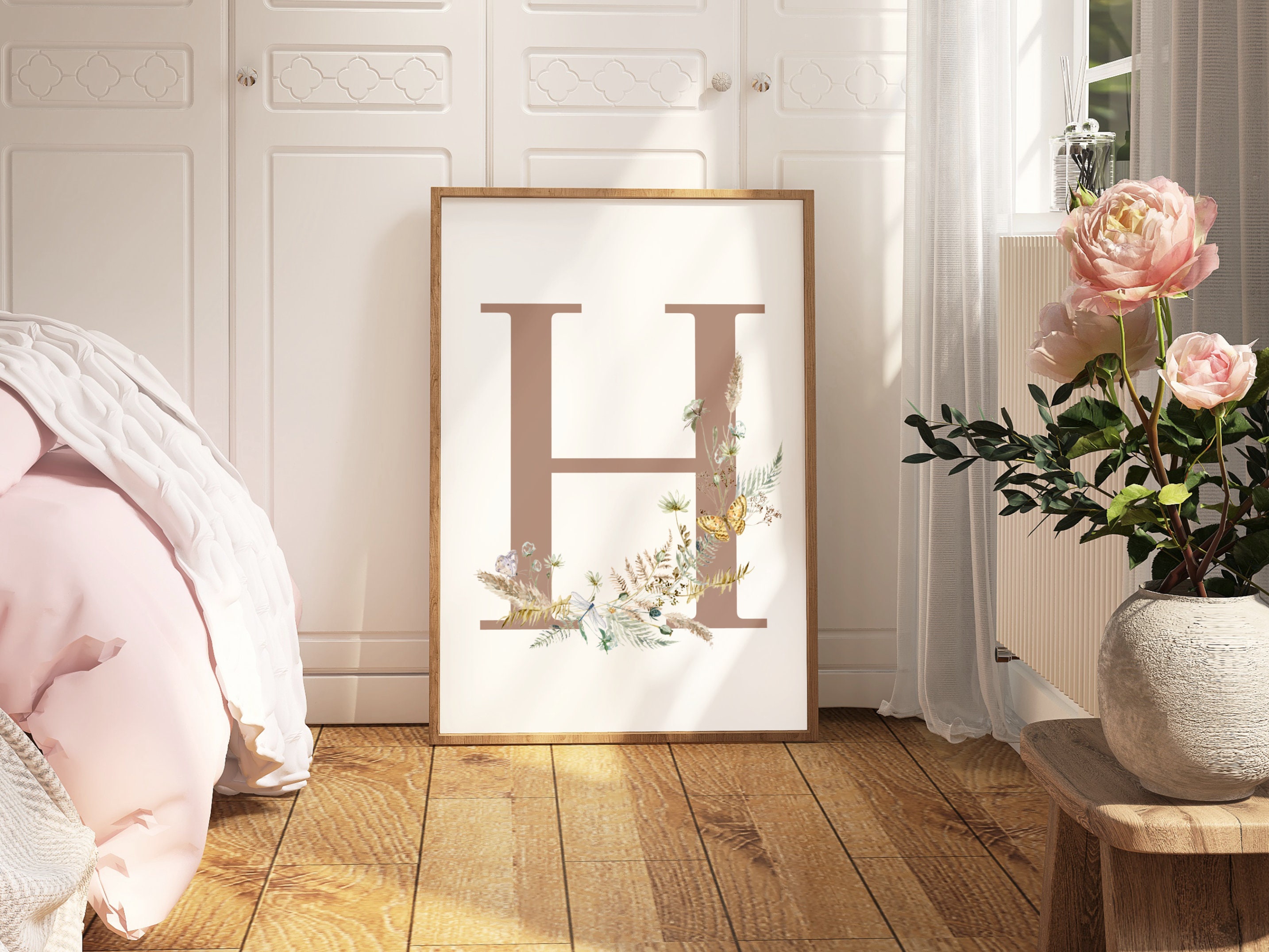 Custom Floral Initial Print, Custom Wildflower Prints, Personalized ...