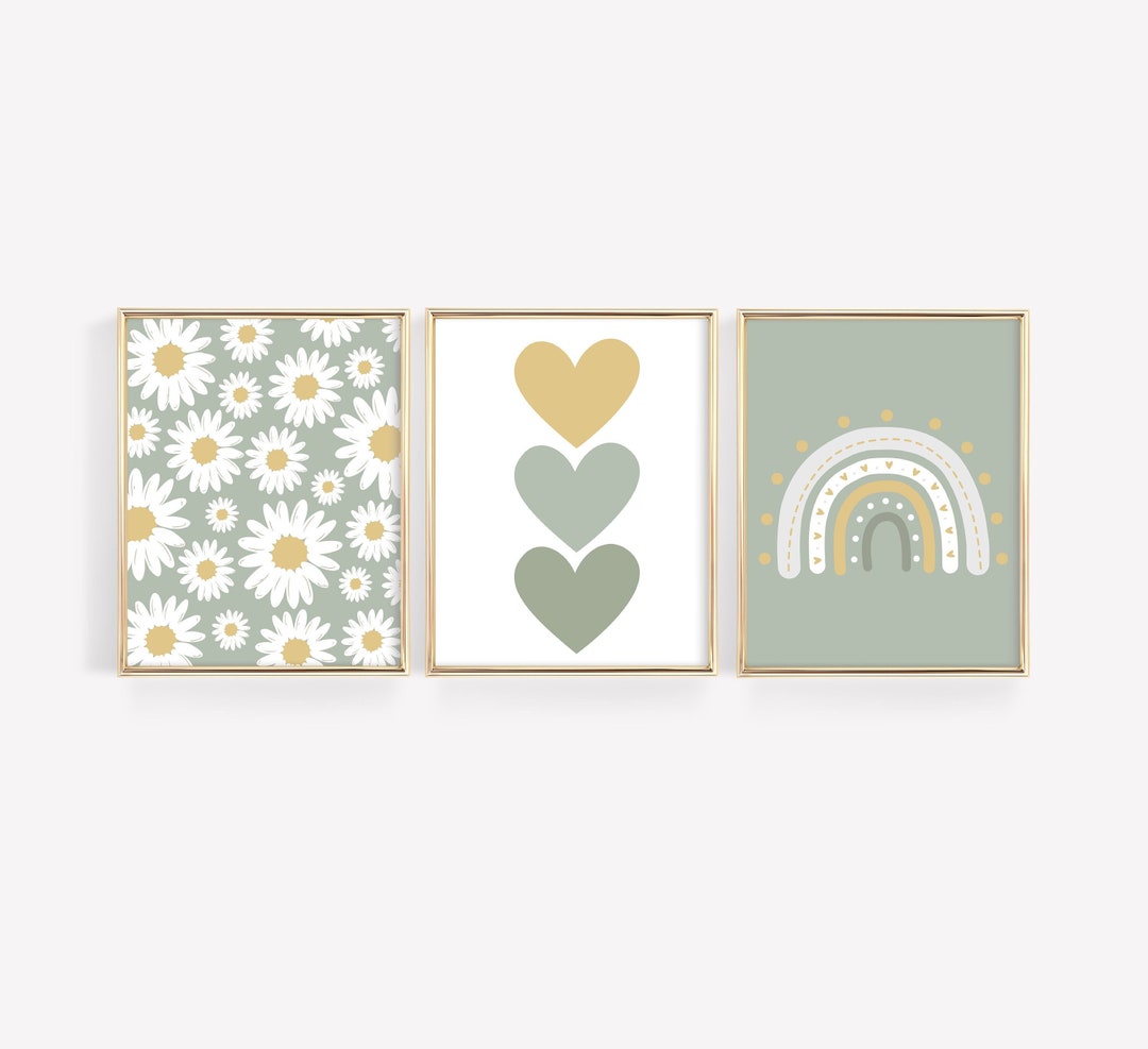 Set of 3 Sage Green Nursery Decor, Boho Print for Baby's Room, Kids ...