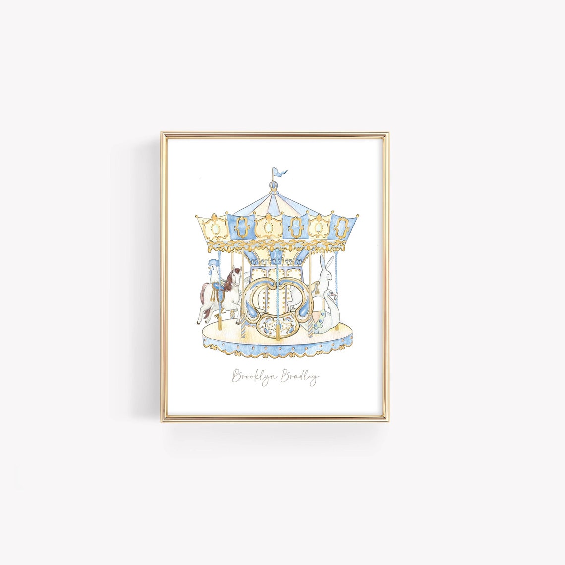 Custom Nursery Name Sign, Carousel Art Watercolor, Personalized Nursery ...