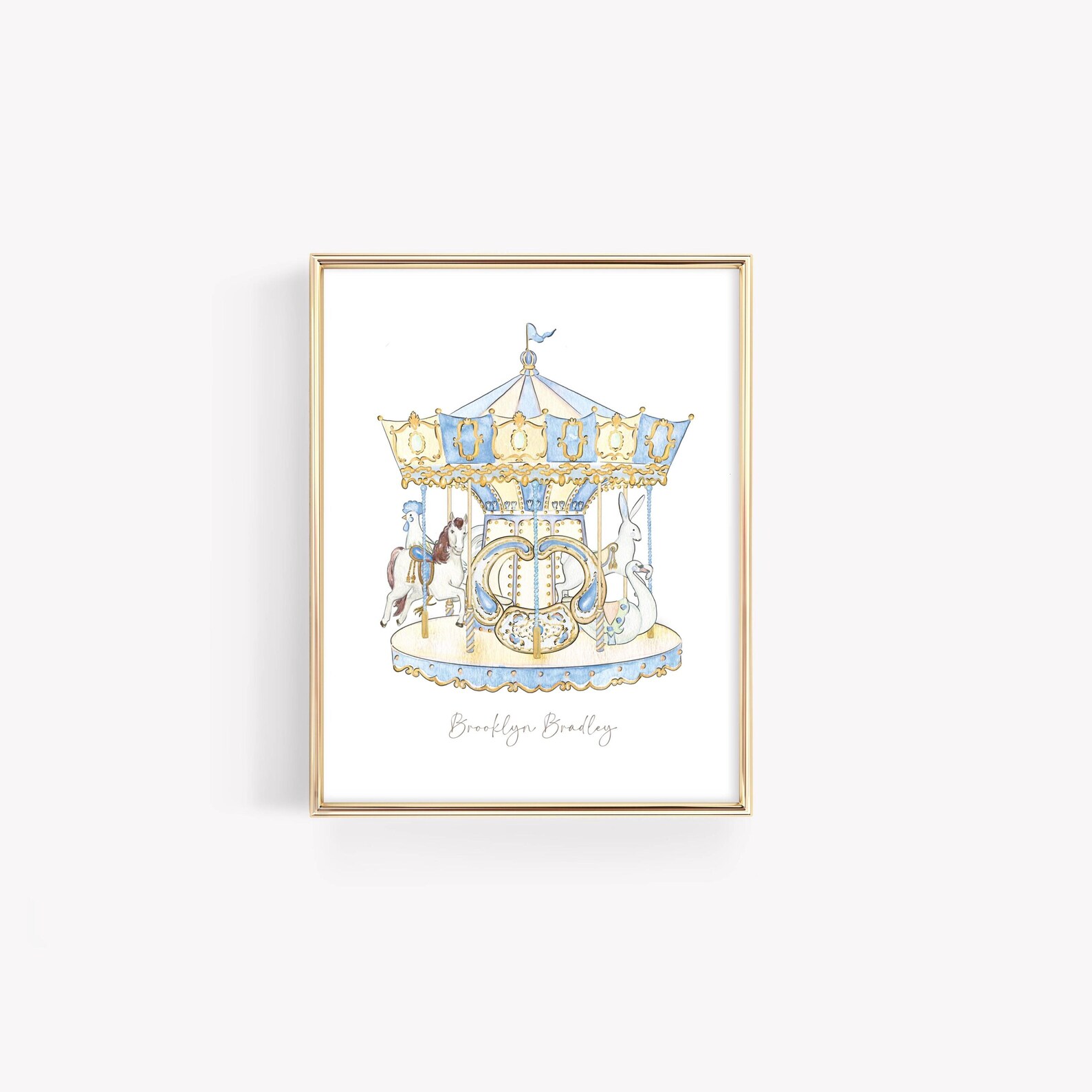 Custom Nursery Name Sign, Carousel Art Watercolor, Personalized Nursery ...