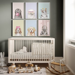 Dog Portrait Prints, Set of 6 Different Dogs, Printable Dog ...