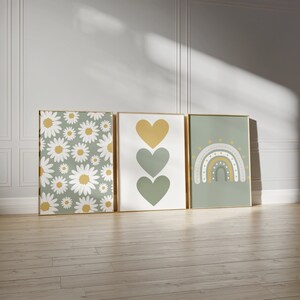 Set of 3 Sage Green Nursery Decor, Boho Print for Baby's Room, Kids ...