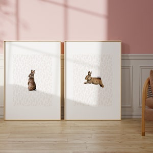 Bunny Nursery Print Set, Bunny Nursery Art, Woodland Nursery Decor ...