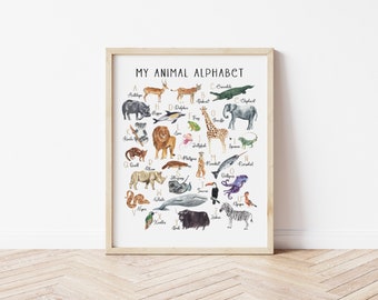 Animal Alphabet Poster Wall Art Woodland Nursery Decor - Etsy