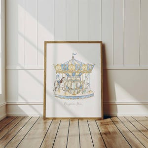 Custom Nursery Name Sign, Carousel Art Watercolor, Personalized Nursery ...