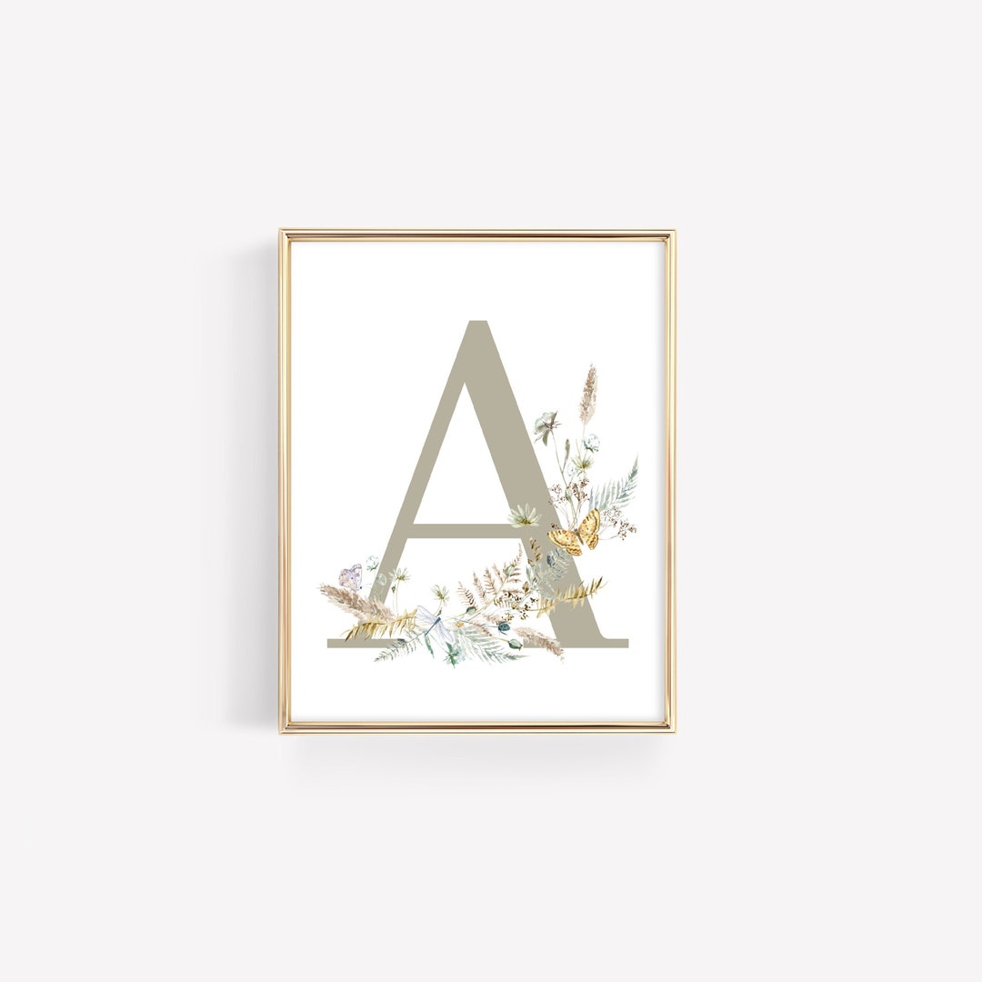 Custom Floral Initial Print, Custom Wildflower Prints, Personalized ...