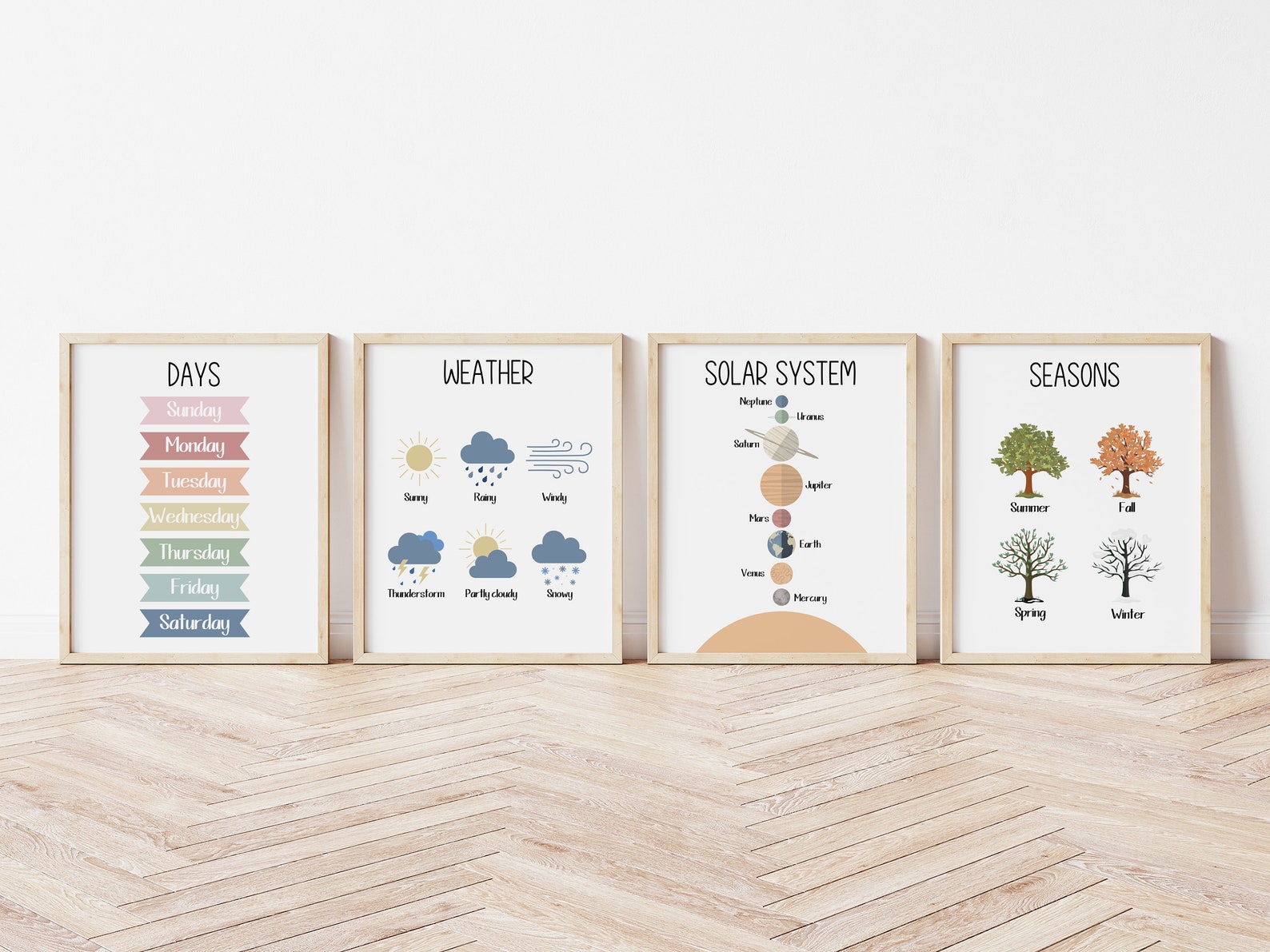 Set of 12 Educational Posters, Montessori Classroom Decor, Home School ...