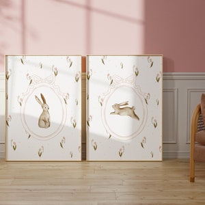 Bunny Nursery Wall Art, Girls Nursery Decor, Woodland Nursery, Sage ...