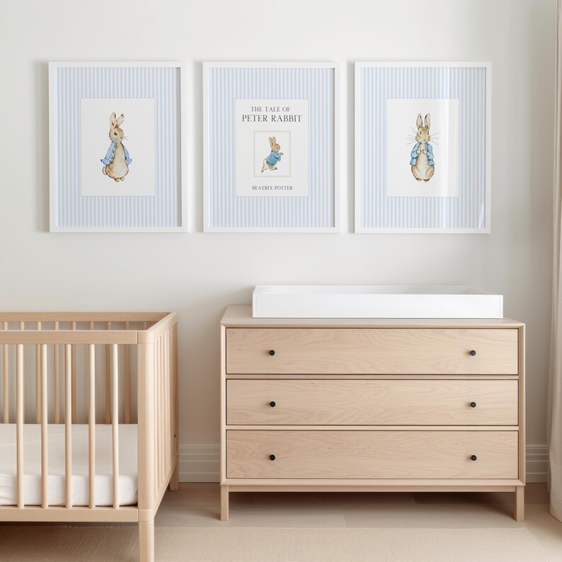 Peter Rabbit Nursery Decor, Vintage Beatrix Potter Prints, Gender ...