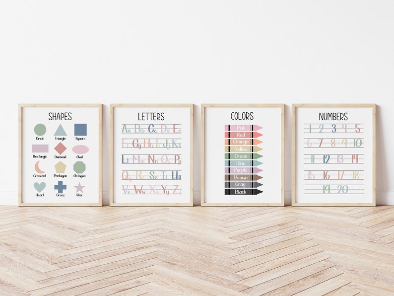 Set of 12 Educational Posters, Montessori Classroom Decor, Home School ...