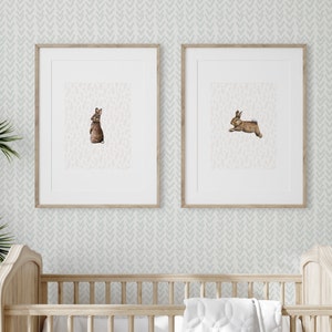 Bunny Nursery Print Set, Bunny Nursery Art, Woodland Nursery Decor ...