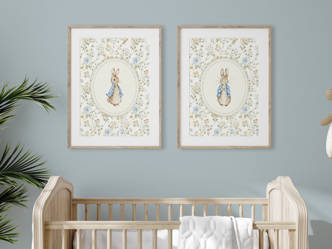 Peter Rabbit Nursery Decor, Vintage Peter Rabbit Print, Gender Neutral ...