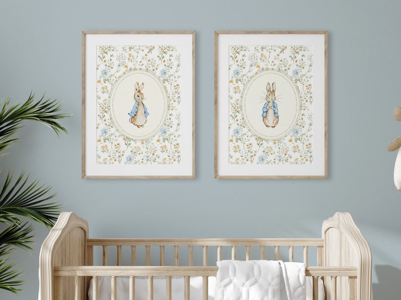 Peter Rabbit Nursery Decor, Vintage Peter Rabbit Print, Gender Neutral ...