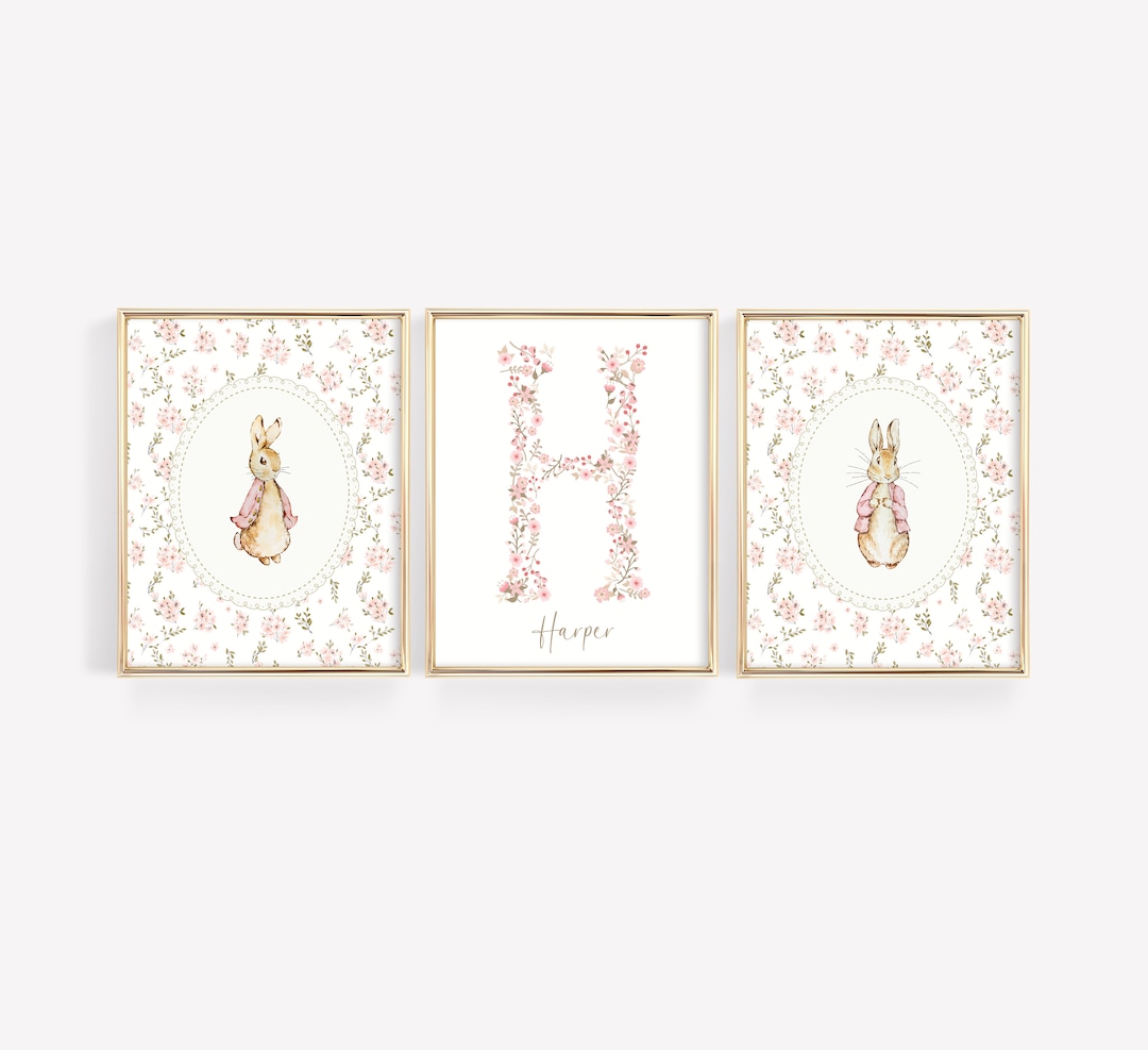Beatrix Potter Nursery Decor, Personalized Baby Name Print, Peter ...