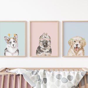 Dog Portrait Prints, Set of 6 Different Dogs, Printable Dog ...