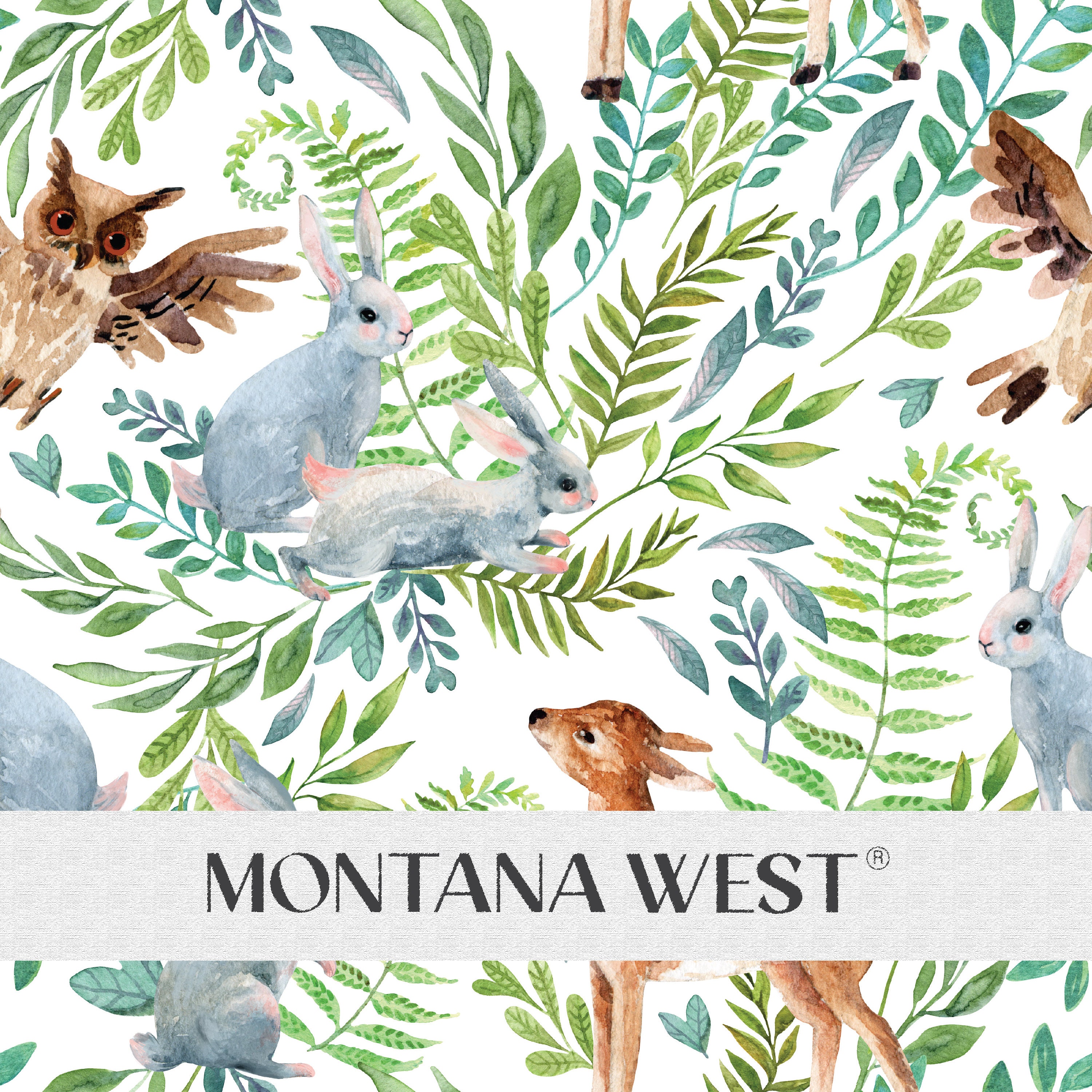 Watercolor Wild Animals on Plants Seamless Pattern, Digital Wildlife Seamless Pattern for ...