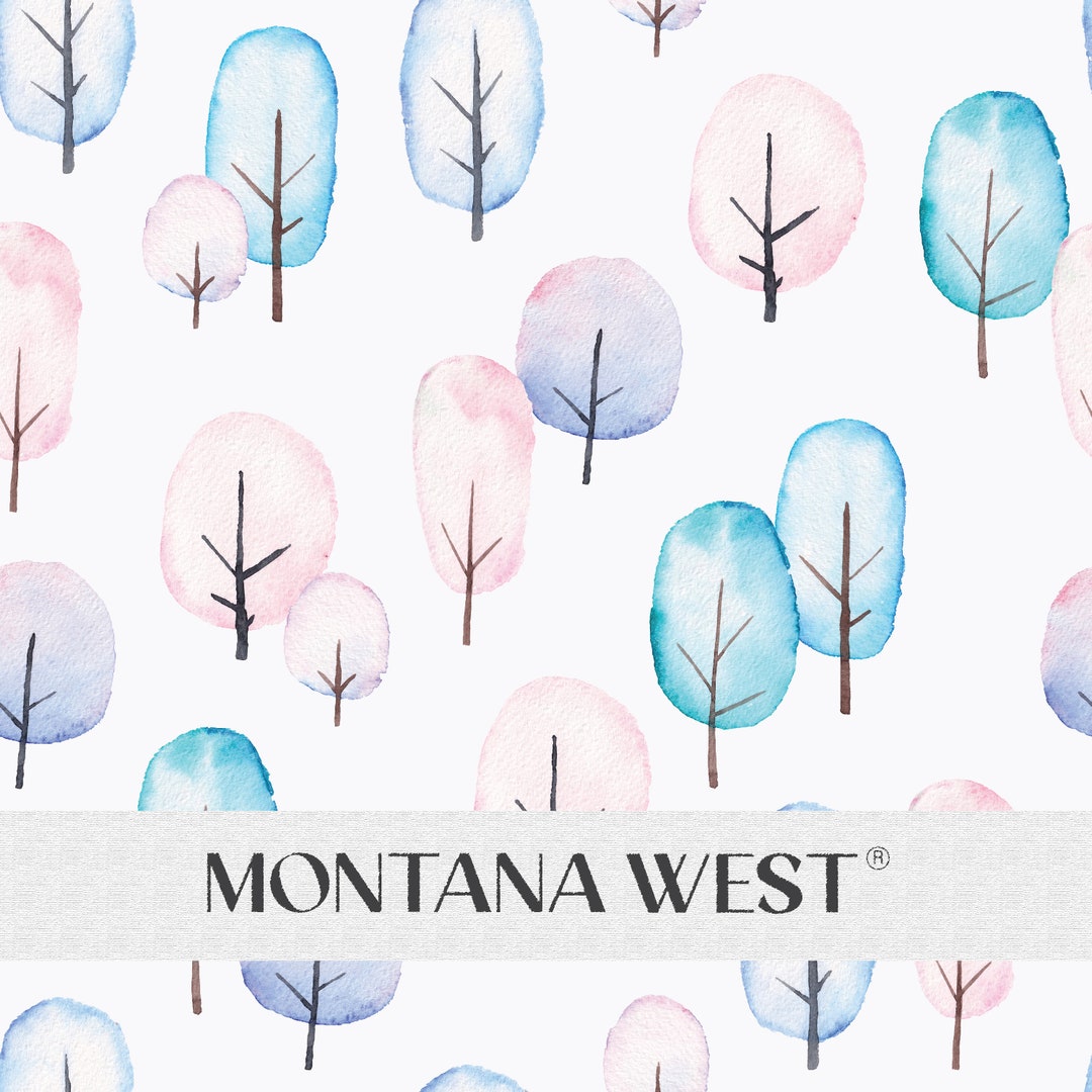 Cute Winter Forest Seamless Pattern, Digital Watercolor Winter Forest ...