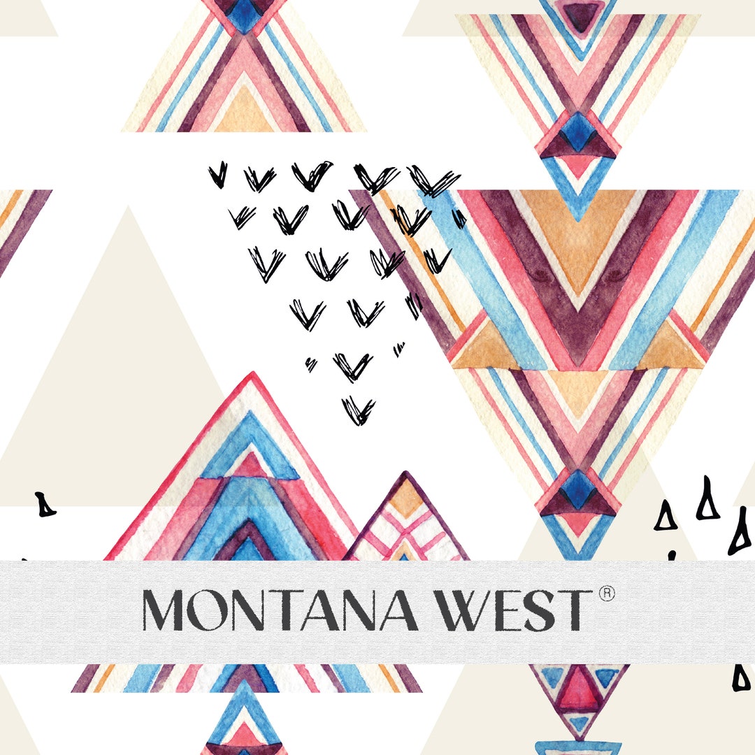 Abstract Aztec Triangles Seamless Pattern, Digital Watercolor Aztek ...